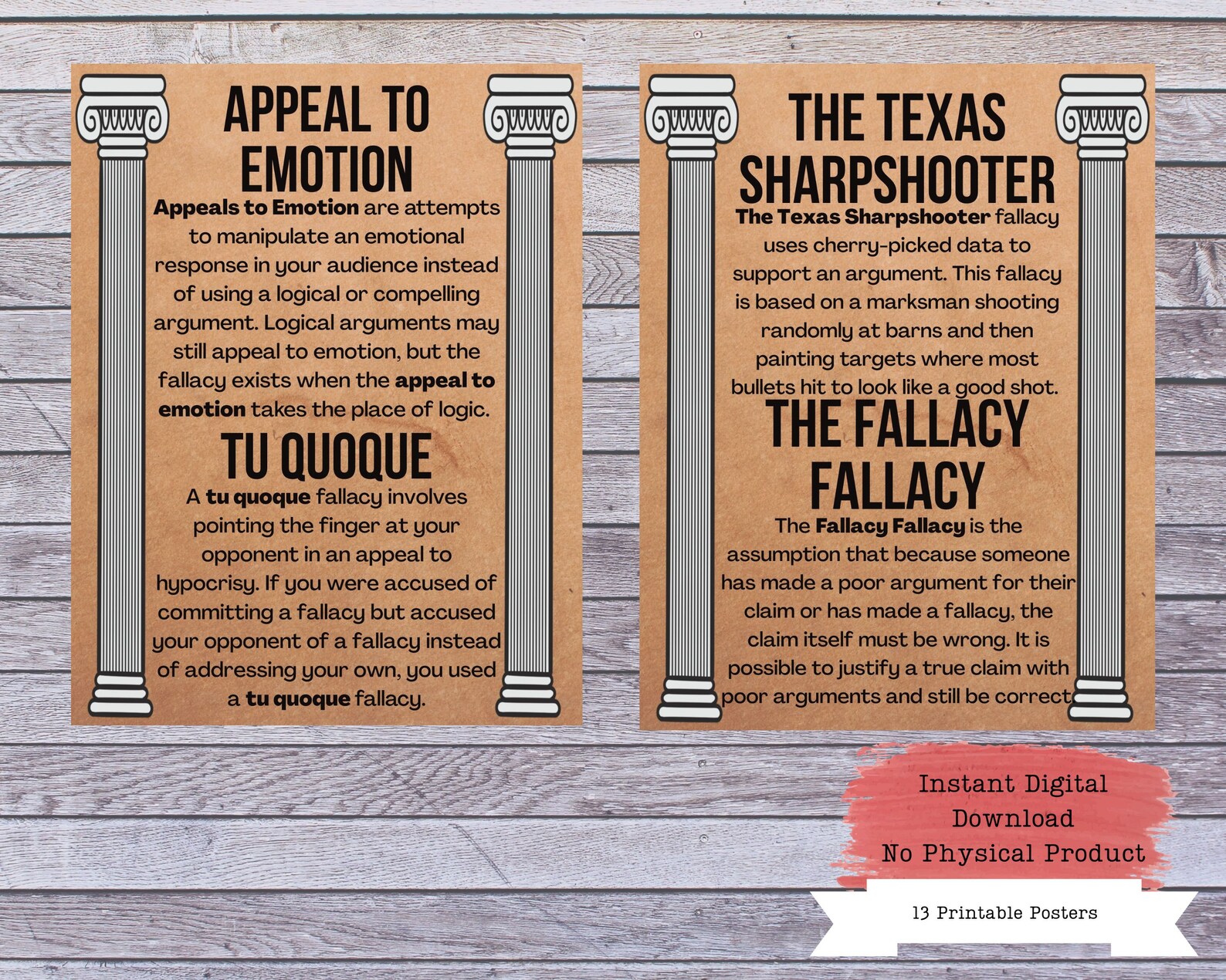 Logical Fallacies Printable Poster Set, Fallacies Posters, Debate Coach ...