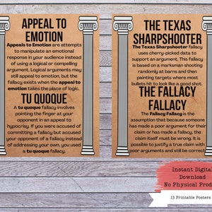 Logical Fallacies Printable Poster Set, Fallacies Posters, Debate Coach ...