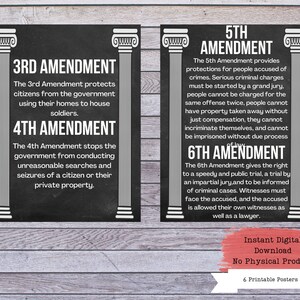 Bill of Rights Printable Poster Set, US Constitution Wall Art, US ...