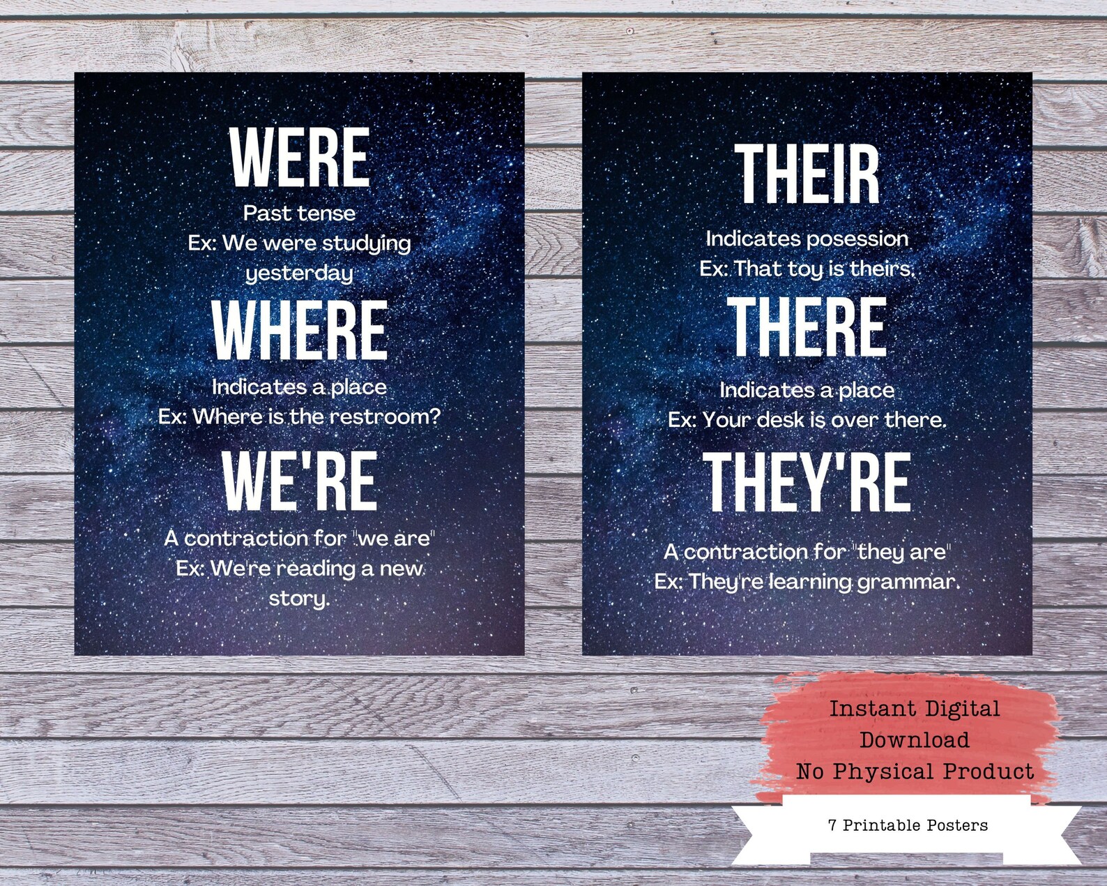 Printable Poster Set, English Posters, Classroom Decor, Grammar Poster ...