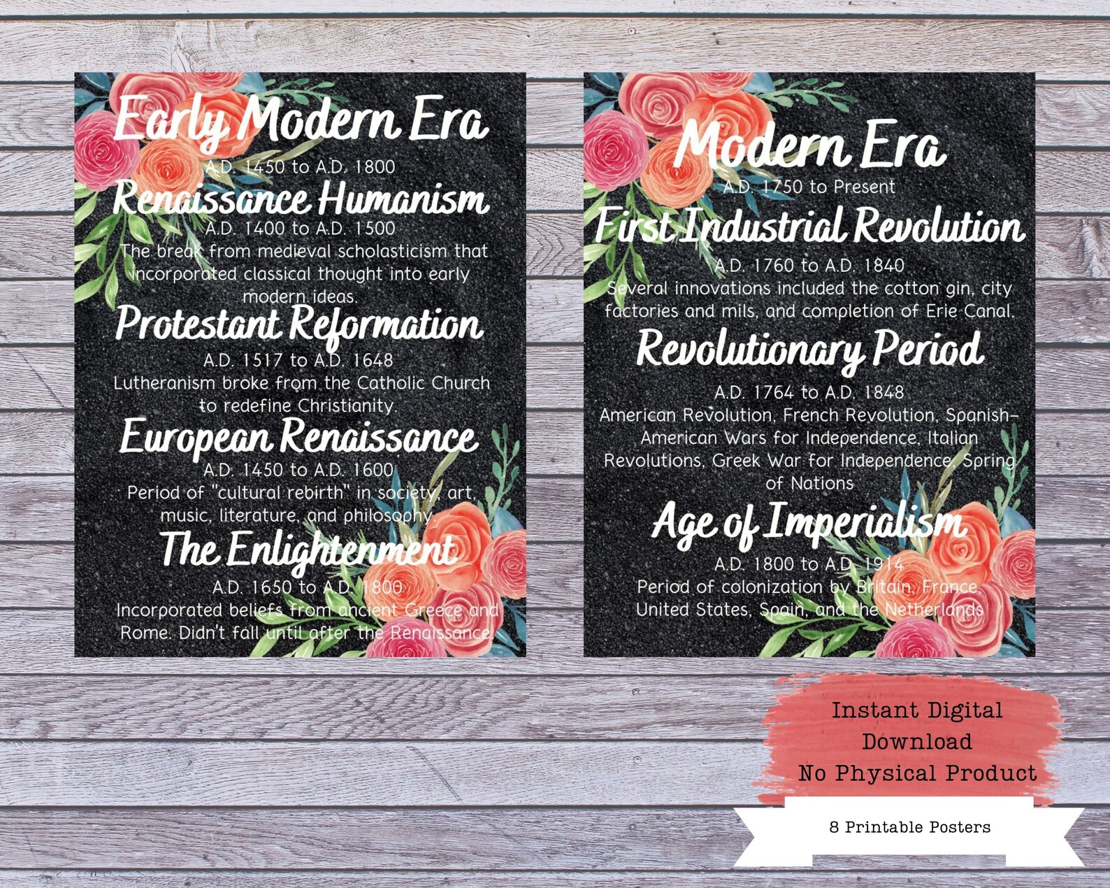 Historical Eras Printable Posters History Timeline World - Etsy