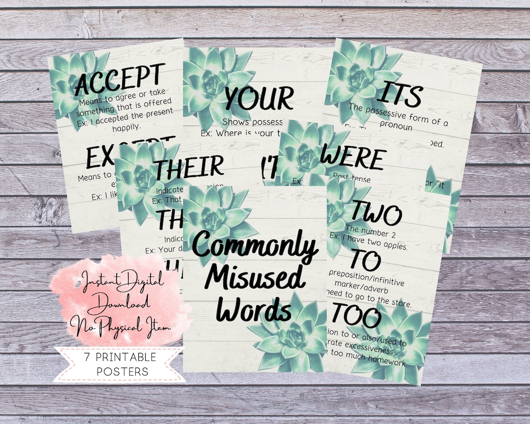 Printable ELA Poster, Printable Poster Set, Words Poster, English ...