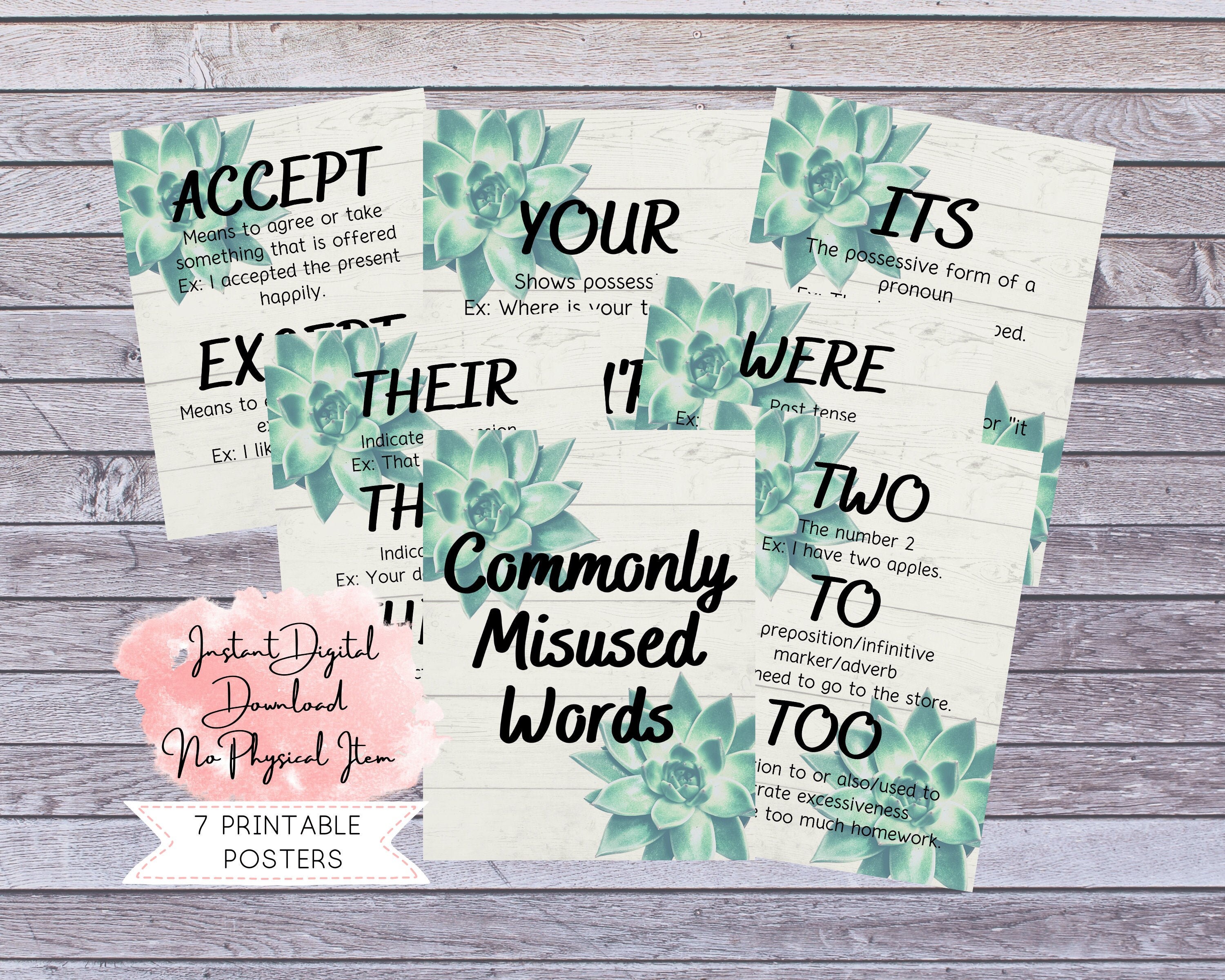 Printable ELA Poster, Printable Poster Set, Words Poster, English ...