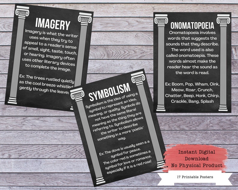 Printable Poster Set Literary Posters Literary Devices - Etsy