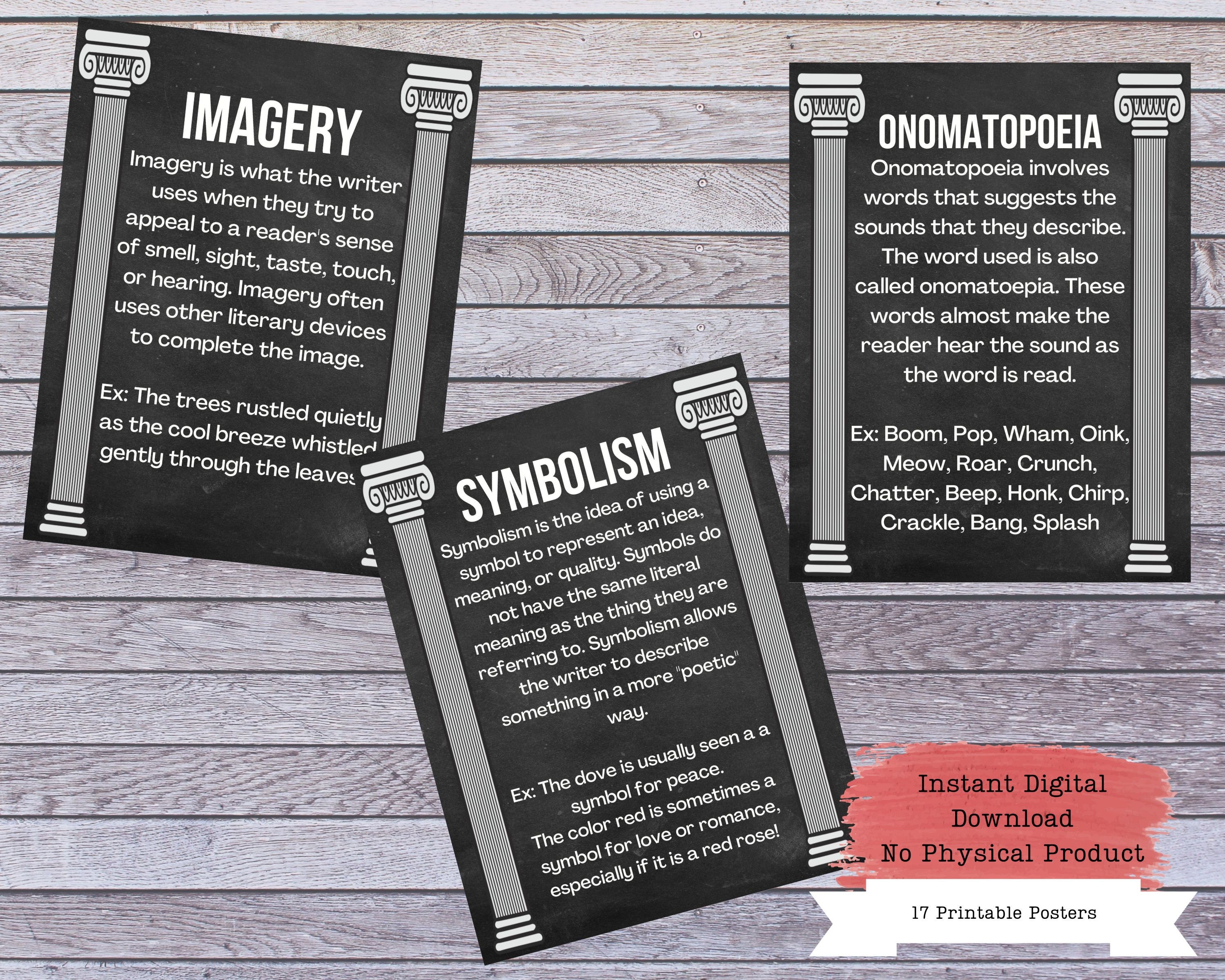 Printable Poster Set, Literary Posters, Literary Devices, Literature ...