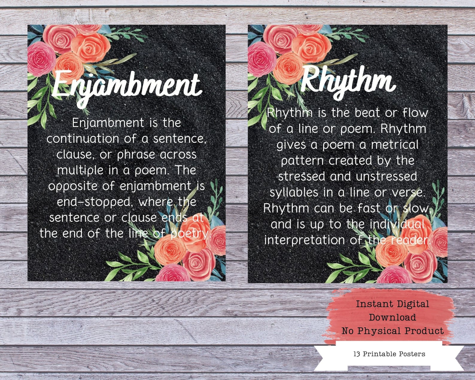Poetry Terms Printable Poster Set Literary Devices - Etsy