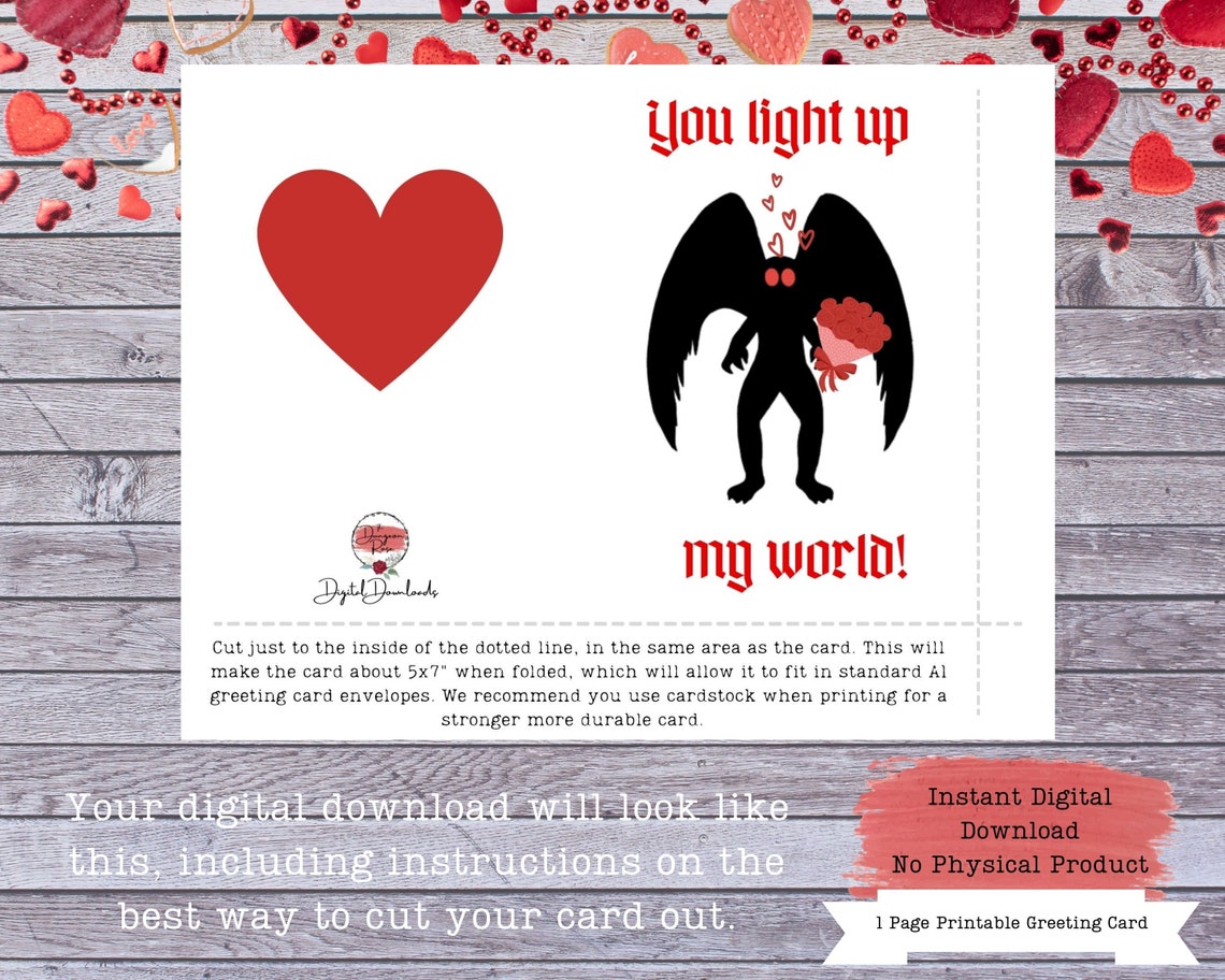 Mothman Valentine Mothman Card Cryptid Valentine Mothman | Etsy