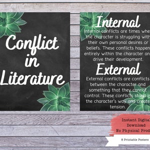 Conflict in Literature Printable Poster Set, Literary Posters ...