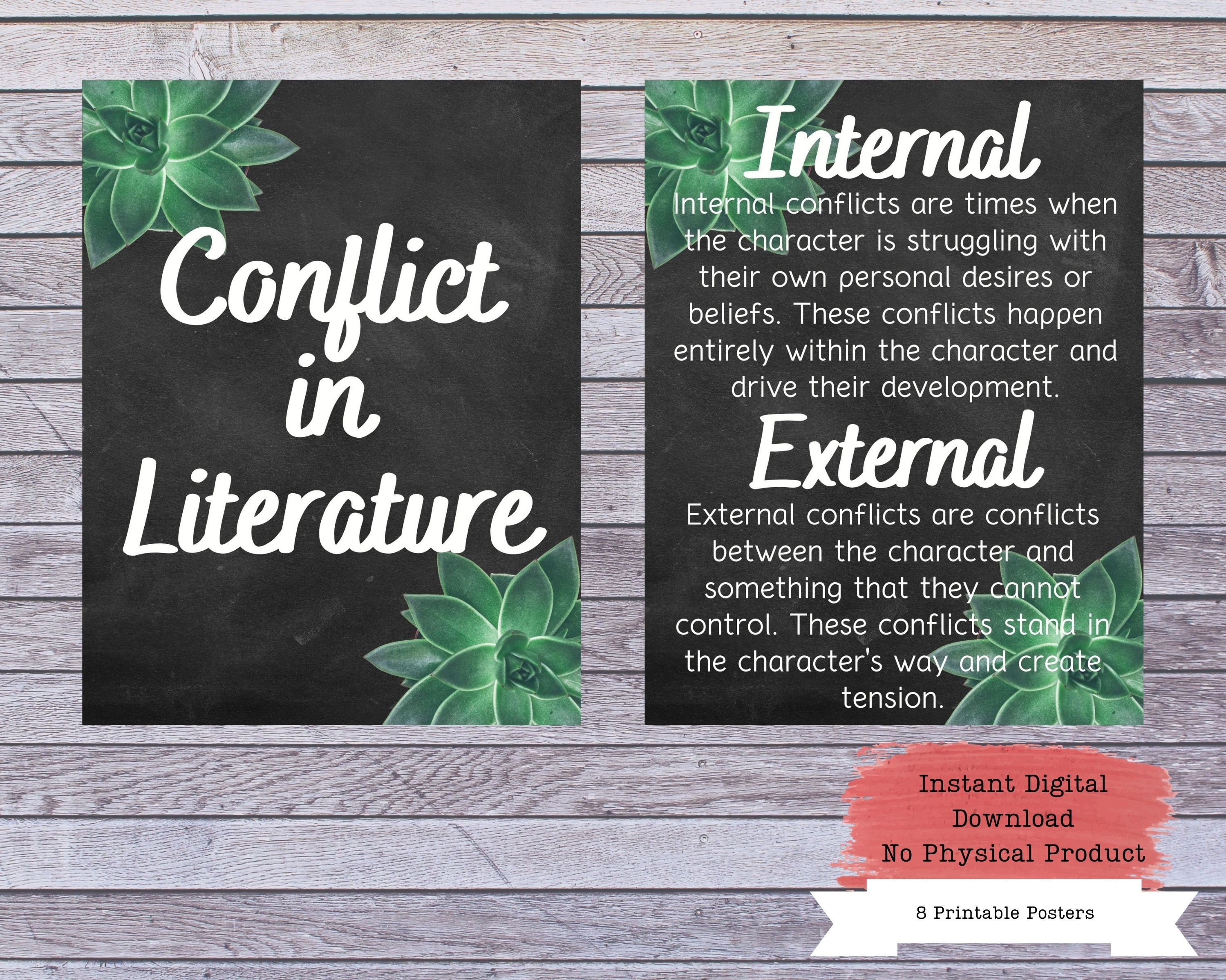 Conflict in Literature Printable Poster Set Literary Posters - Etsy