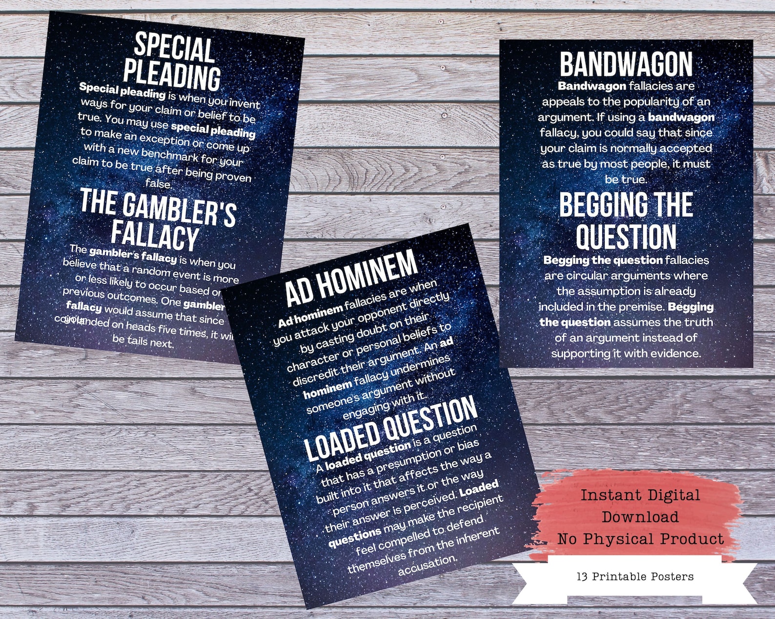 Logical Fallacies Printable Poster Set Fallacies Posters - Etsy