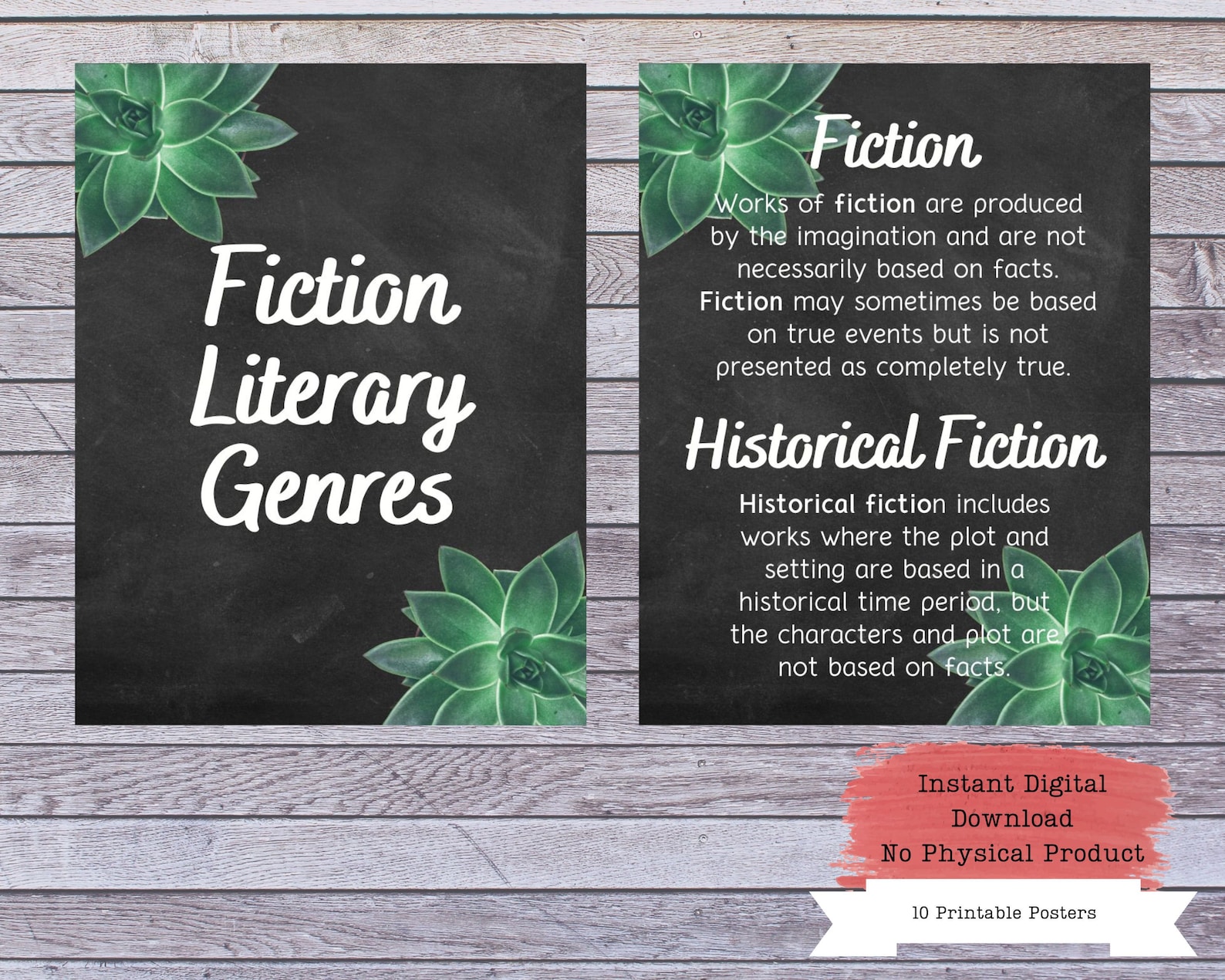 Fiction Literary Genres Printable Poster Set Literary - Etsy
