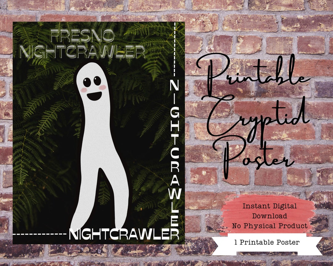 Fresno Nightcrawler Printable Poster, Cryptid Portrait, Cryptid Art ...