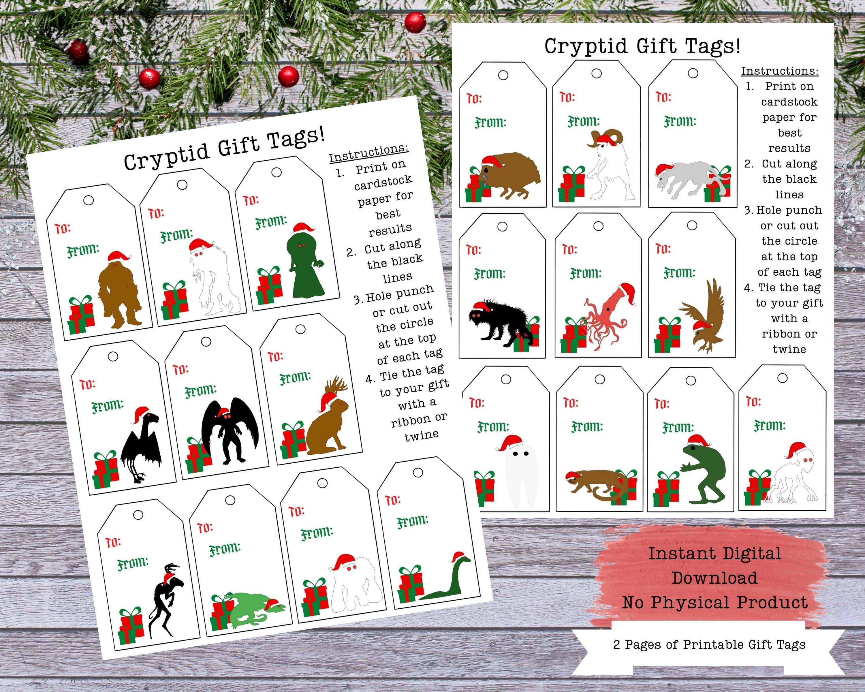 Cryptid Christmas Cryptid Gift Tags Christmas Gift Tags | Etsy