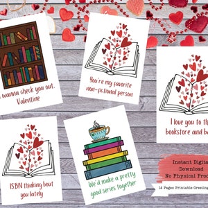 Book Valentine Cards, Valentines for Readers, Reader Gift, Library ...