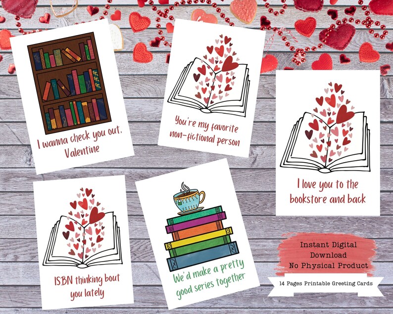 Book Valentine Cards Valentines for Readers Reader Gift - Etsy