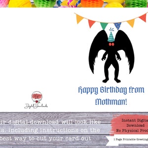 Mothman, Cryptid Birthday, Cryptid Cards, Printable Cards, Cryptid Gift ...