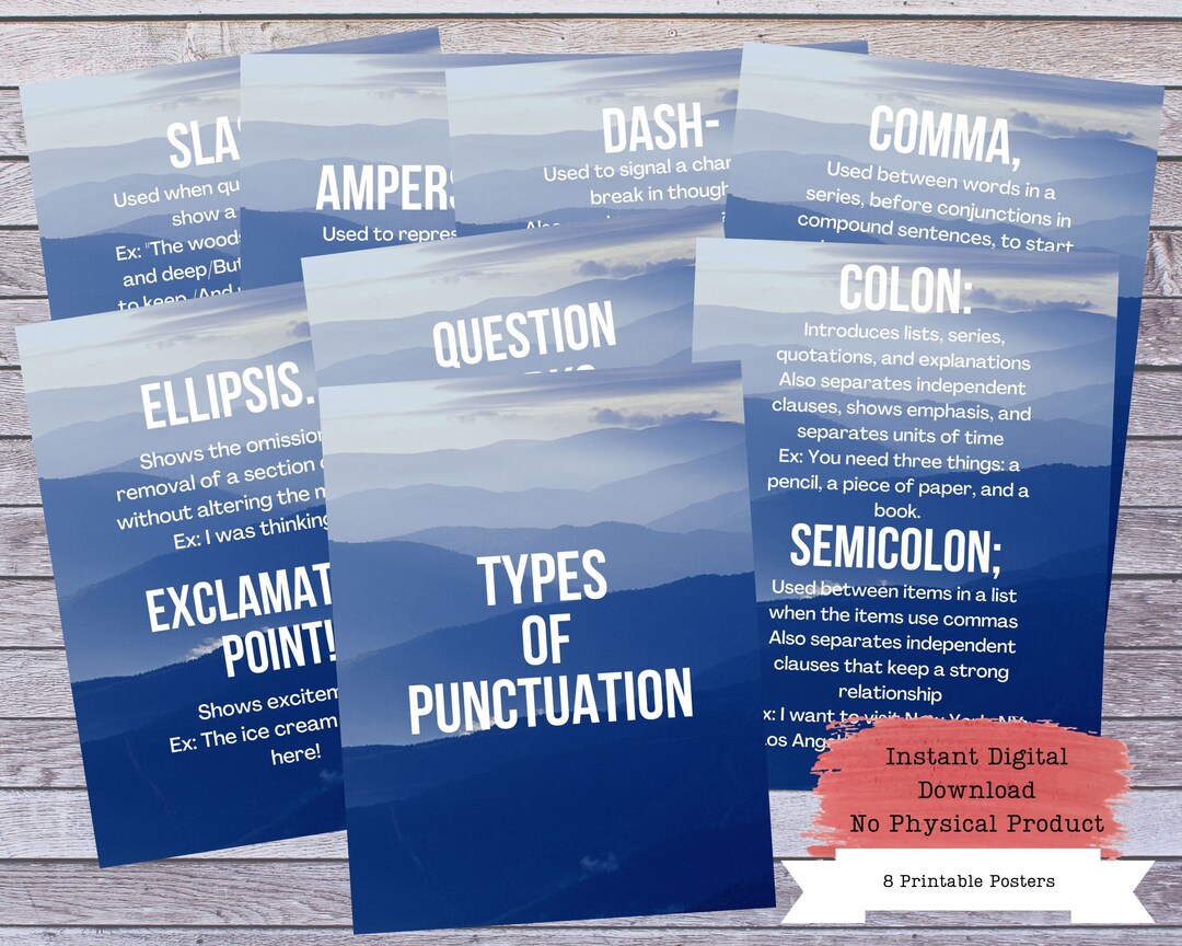 Printable ELA Poster, Punctuation Poster, English Teacher, Classroom ...