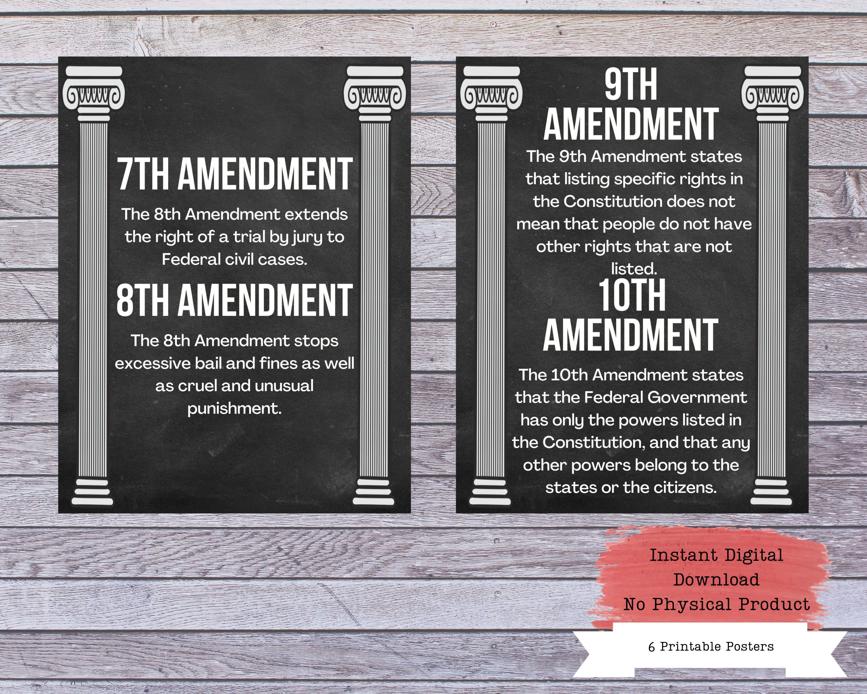 Bill of Rights Printable Poster Set US Constitution Wall Art - Etsy