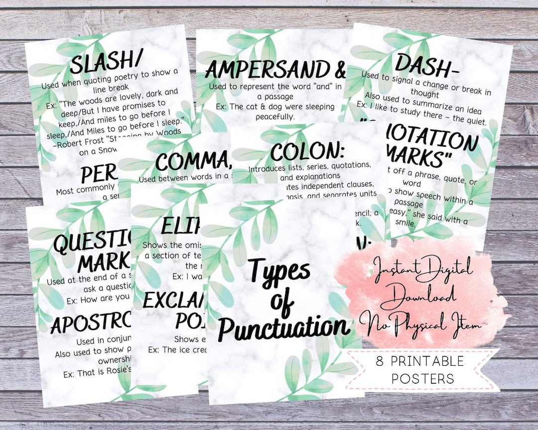 Printable ELA Poster, Punctuation Poster, English Teacher, Classroom ...