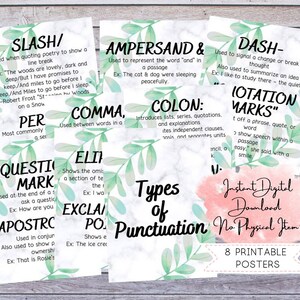 Printable ELA Poster, Punctuation Poster, English Teacher, Classroom ...