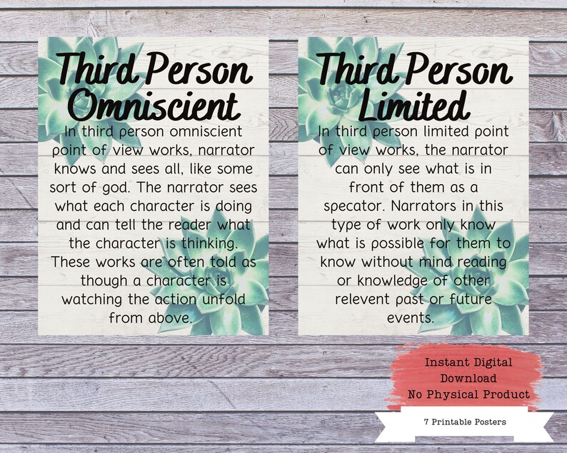 Literary Point of View Printable Poster Set, Literature Poster, High ...