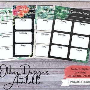 Classroom Planner, Week at a Glance, Classroom Organizer, Classroom ...