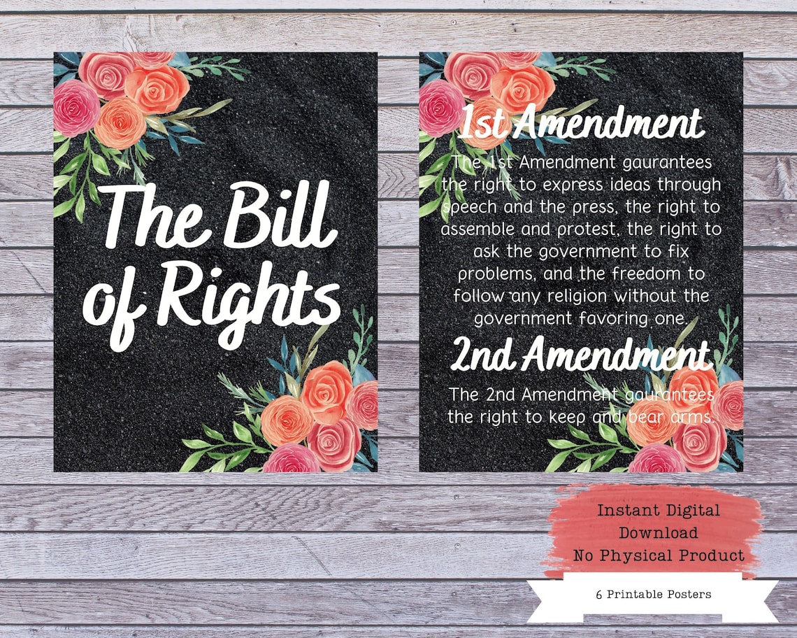 Bill of Rights Printable Poster Set US Constitution Wall Art - Etsy