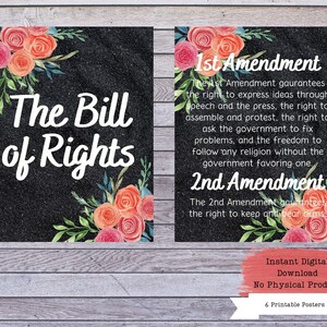 Bill of Rights Printable Poster Set, US Constitution Wall Art, US ...
