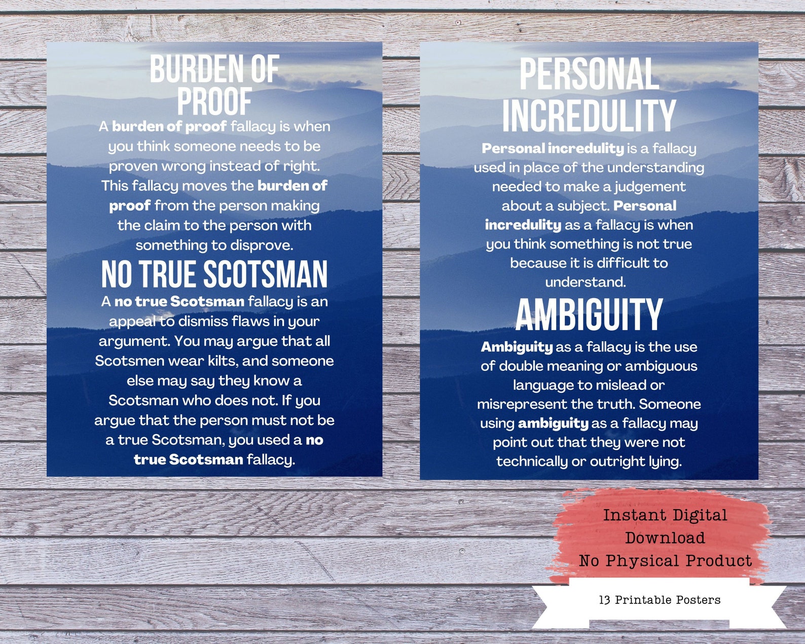 Logical Fallacies Printable Poster Set Fallacies Posters - Etsy
