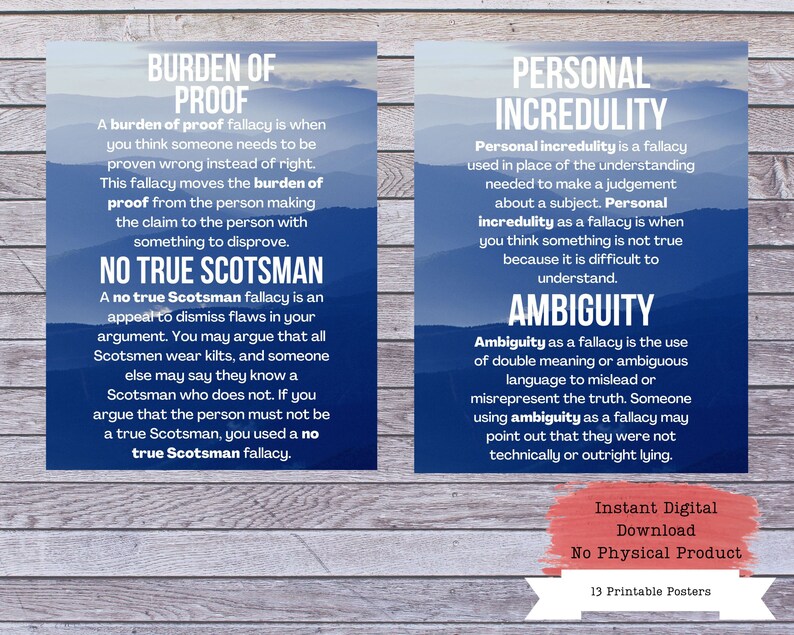 Logical Fallacies Printable Poster Set, Fallacies Posters, Debate Coach ...
