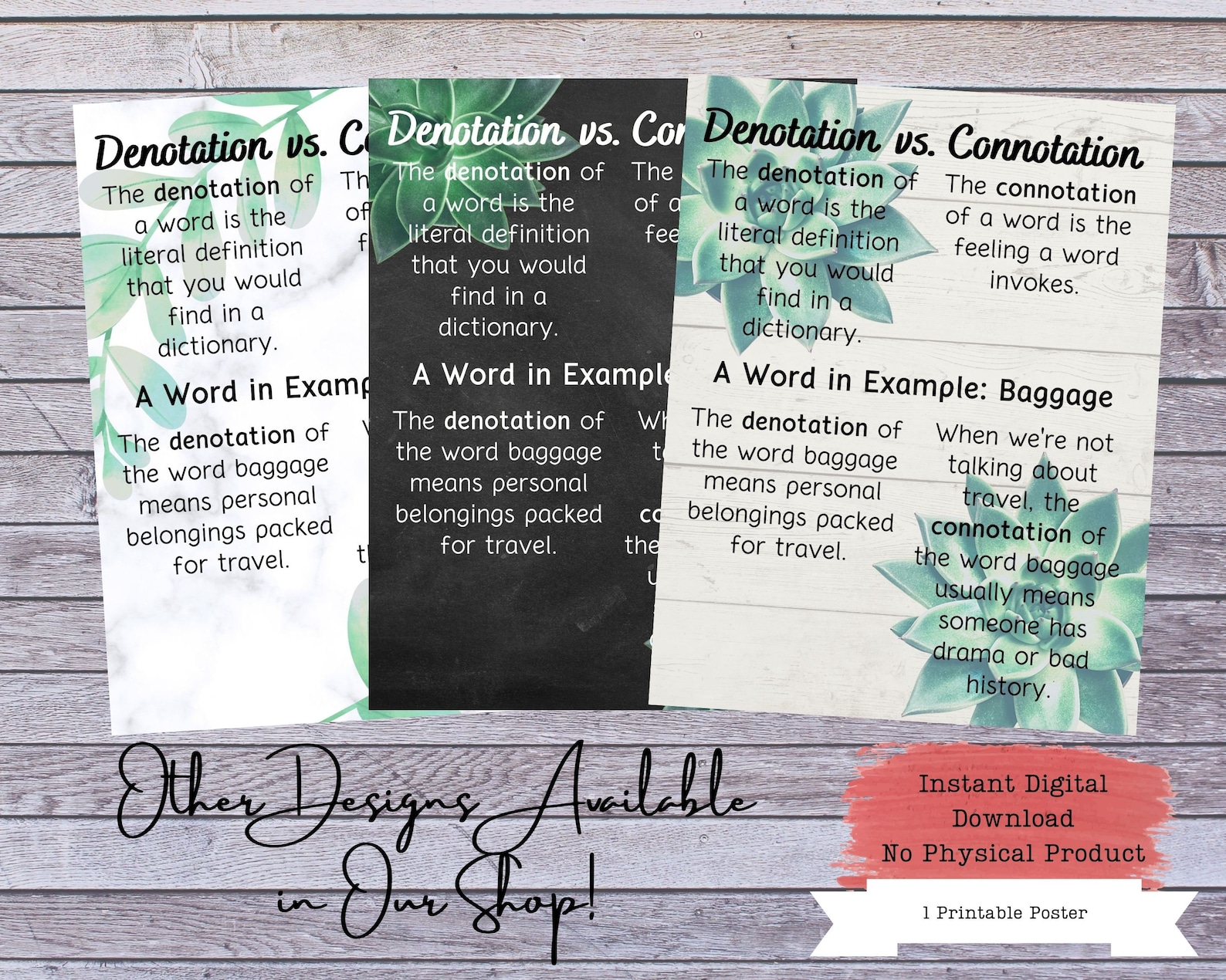 Connotation Vs. Denotation Classroom Poster English Class - Etsy