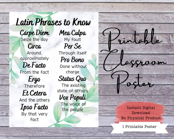 Latin Phrases Latin Poster Classroom Posters Classroom - Etsy