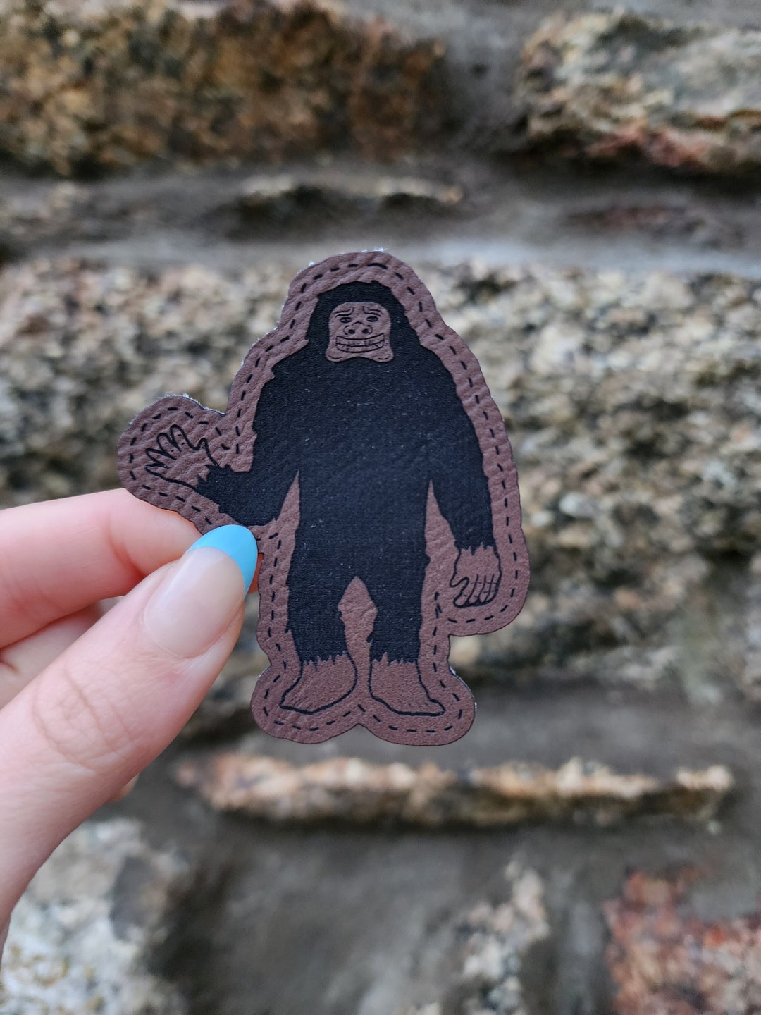 Iron on Leatherette Bigfoot Patch, Cryptid Patch, Engraved Patch ...