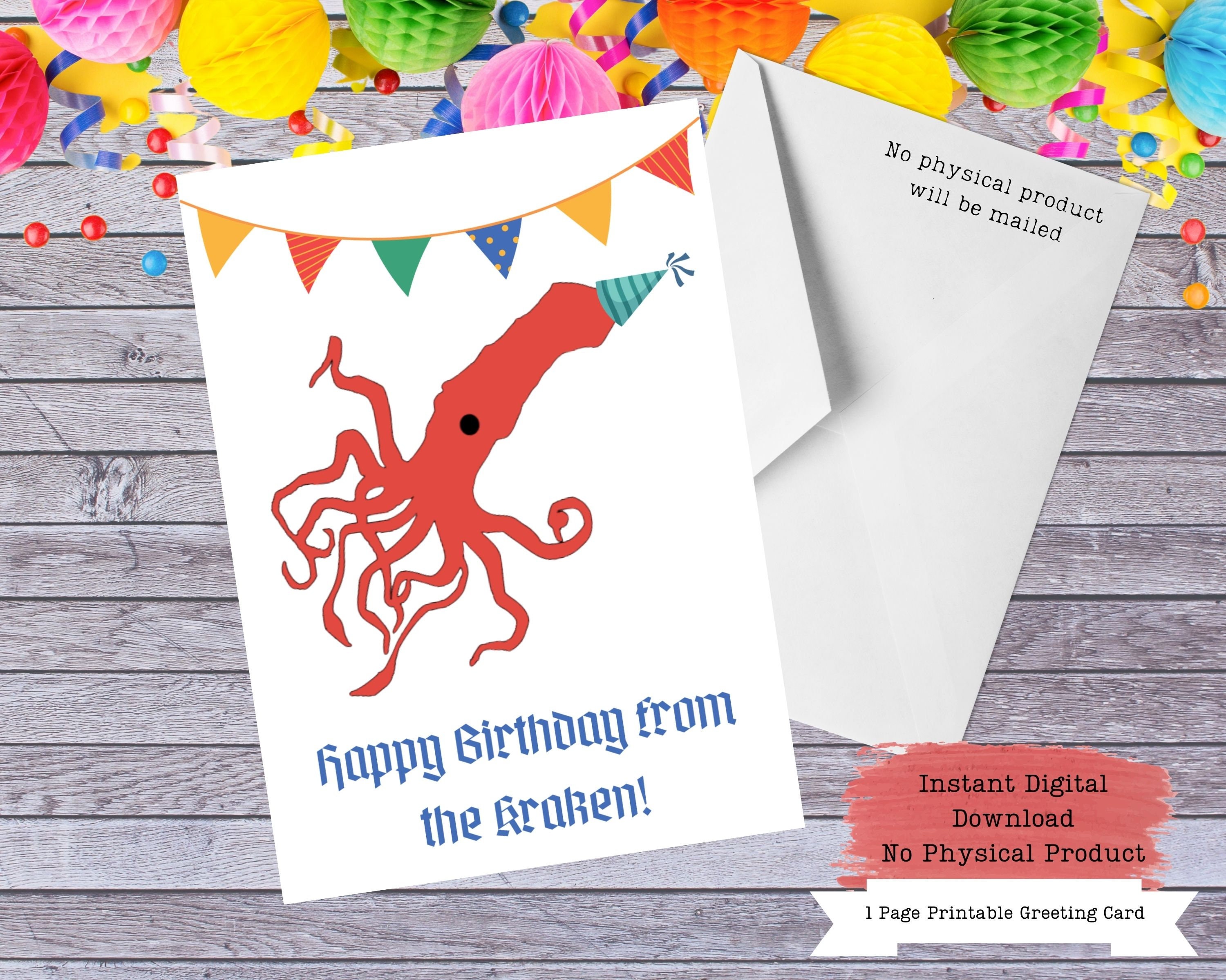 Kraken Cards Weird Cards Cryptid Birthday Cryptid Art | Etsy