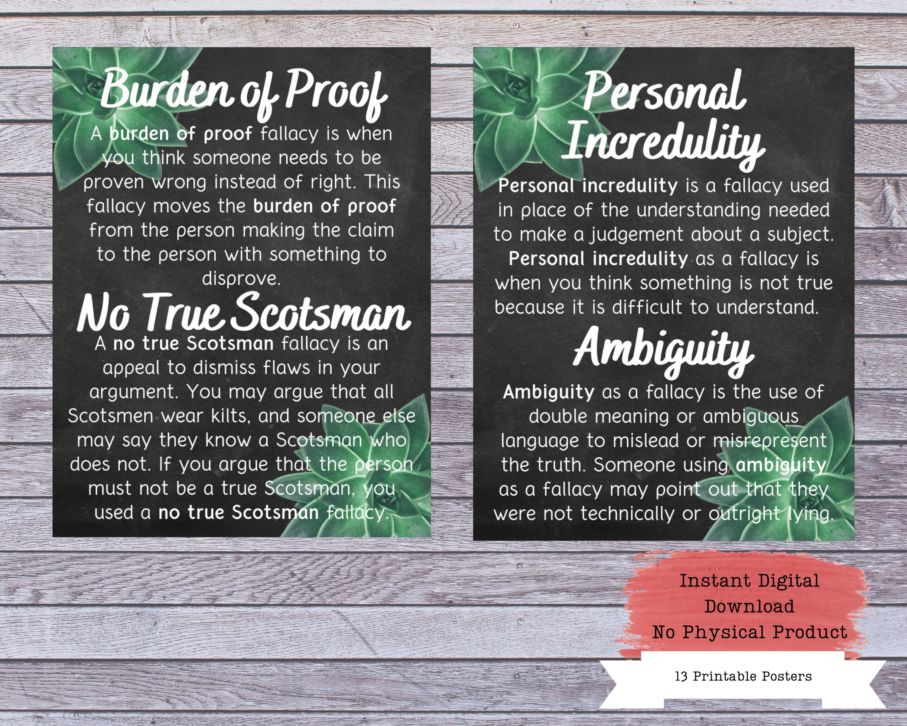 Logical Fallacies Printable Poster Set Fallacies Posters - Etsy