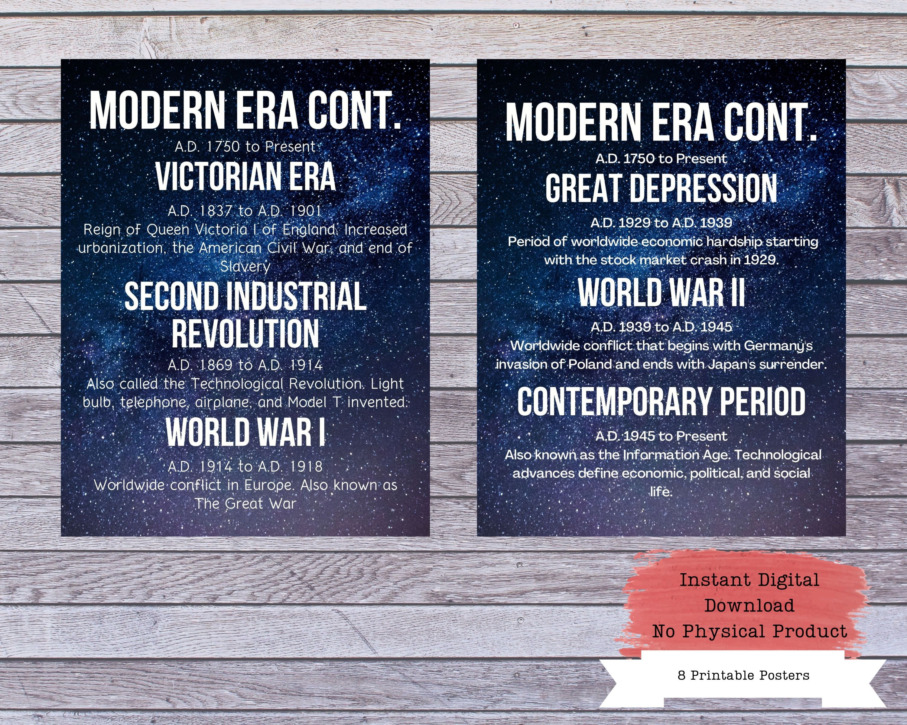 Historical Eras Printable Posters History Timeline World - Etsy