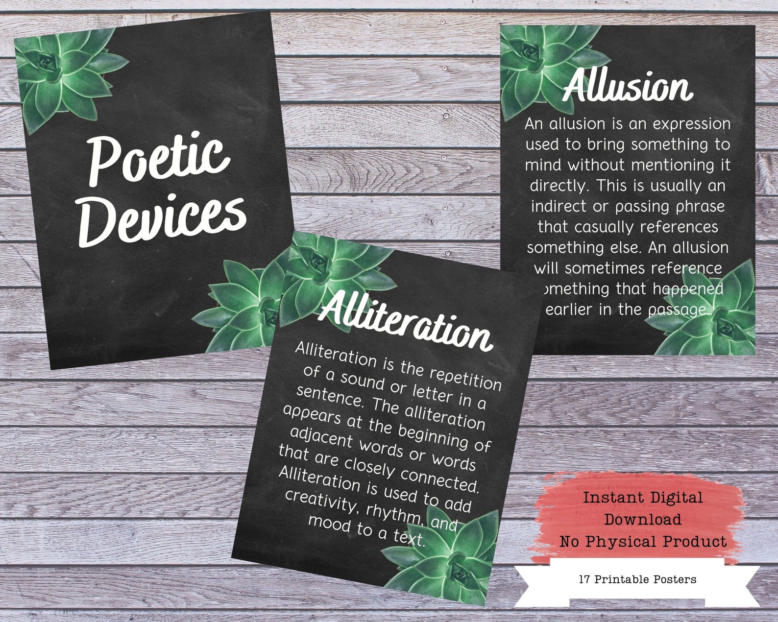 Poetry Printable Poster Set Literary Devices Literature | Etsy