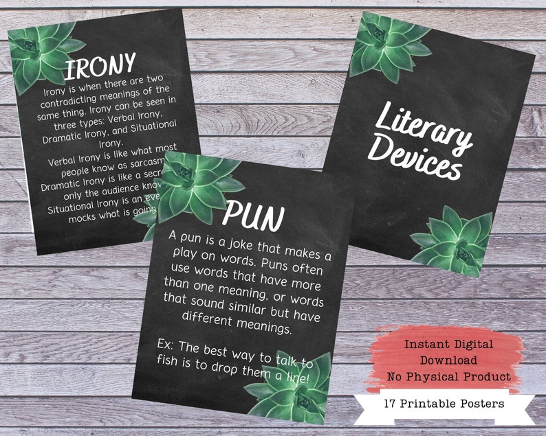 Printable Poster Set Literary Posters Literary Devices - Etsy