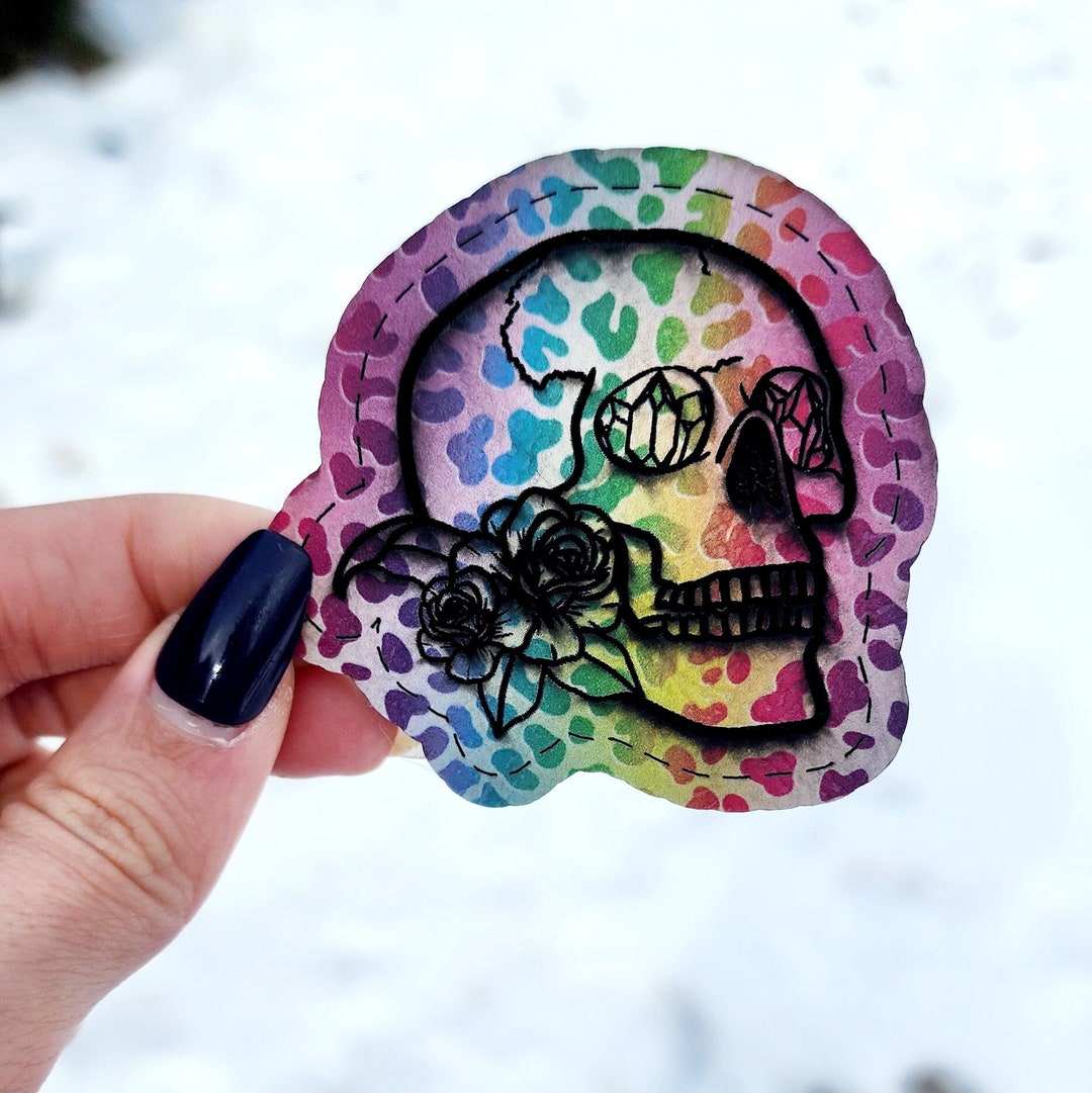 Iron on Leatherette Skull Patch, Rose Skull Patch, Floral Skull, Skull Gifts, Skull Accessories ...