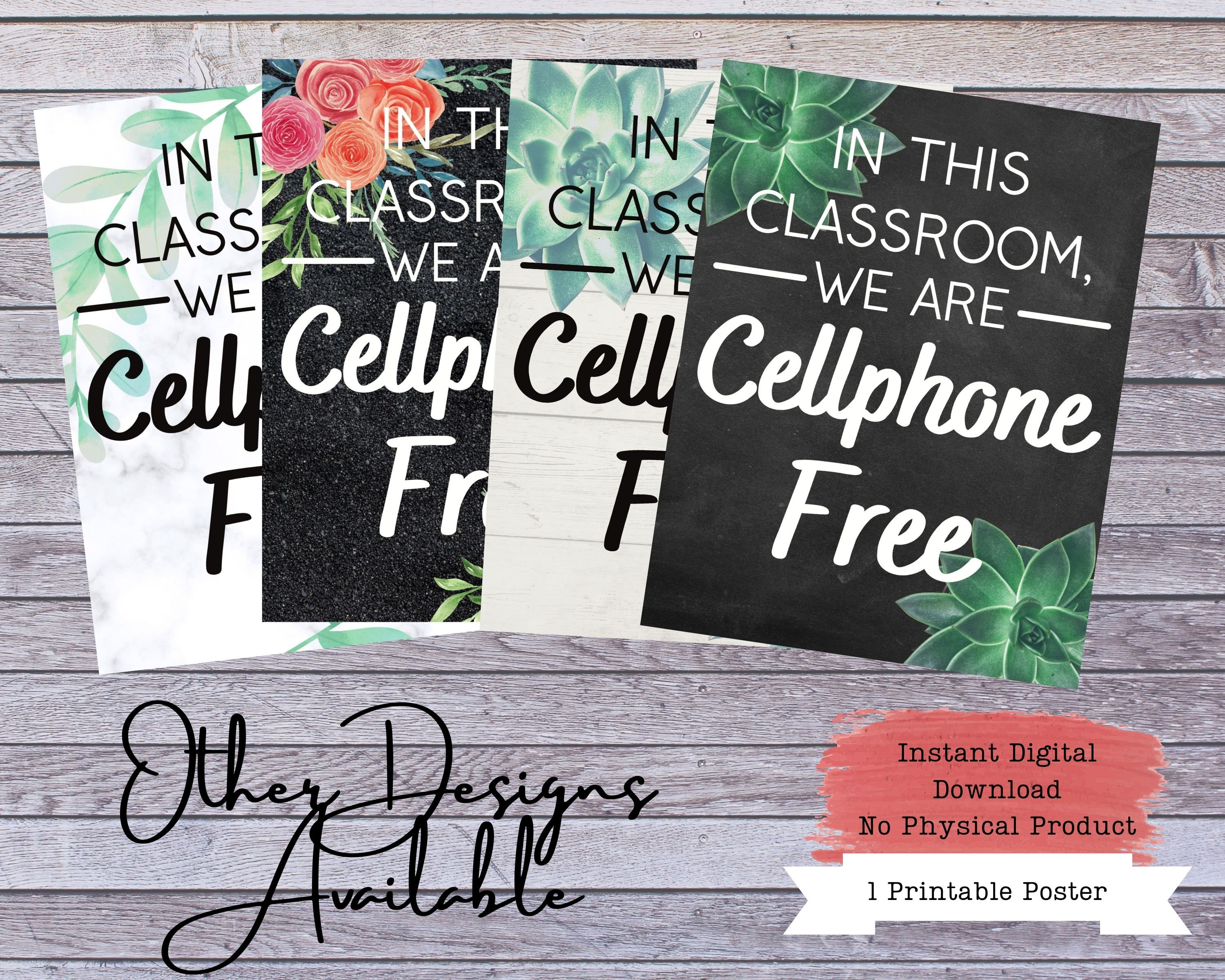 Cellphone Free Classroom Poster, Phone Free Class, No Phones Classroom ...