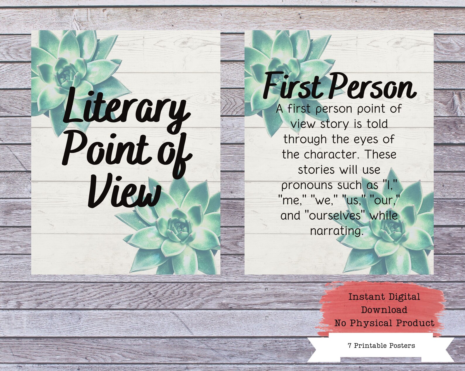 Literary Point of View Printable Poster Set, Literature Poster, High ...