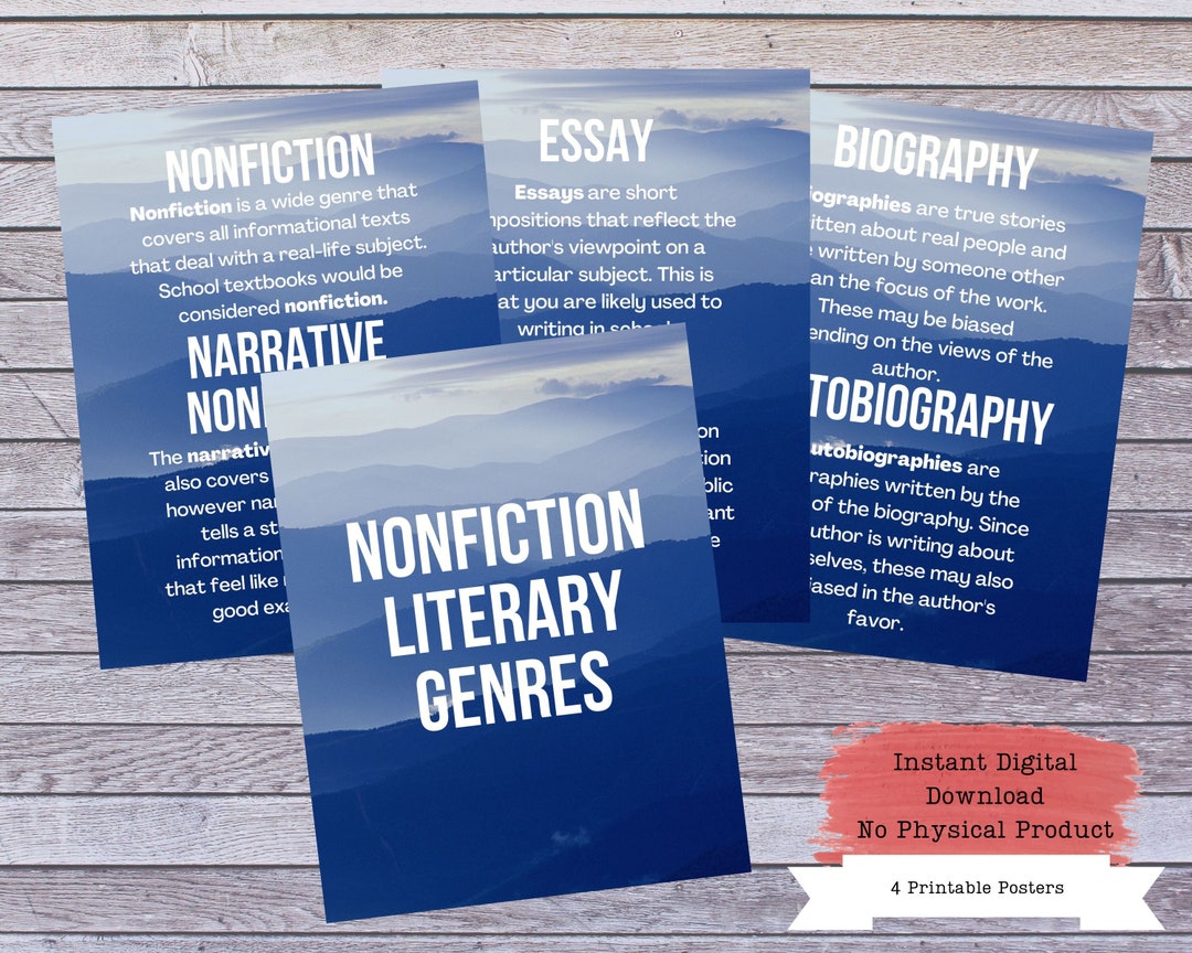 Nonfiction Literary Genres Printable Poster Set, Literary Posters ...