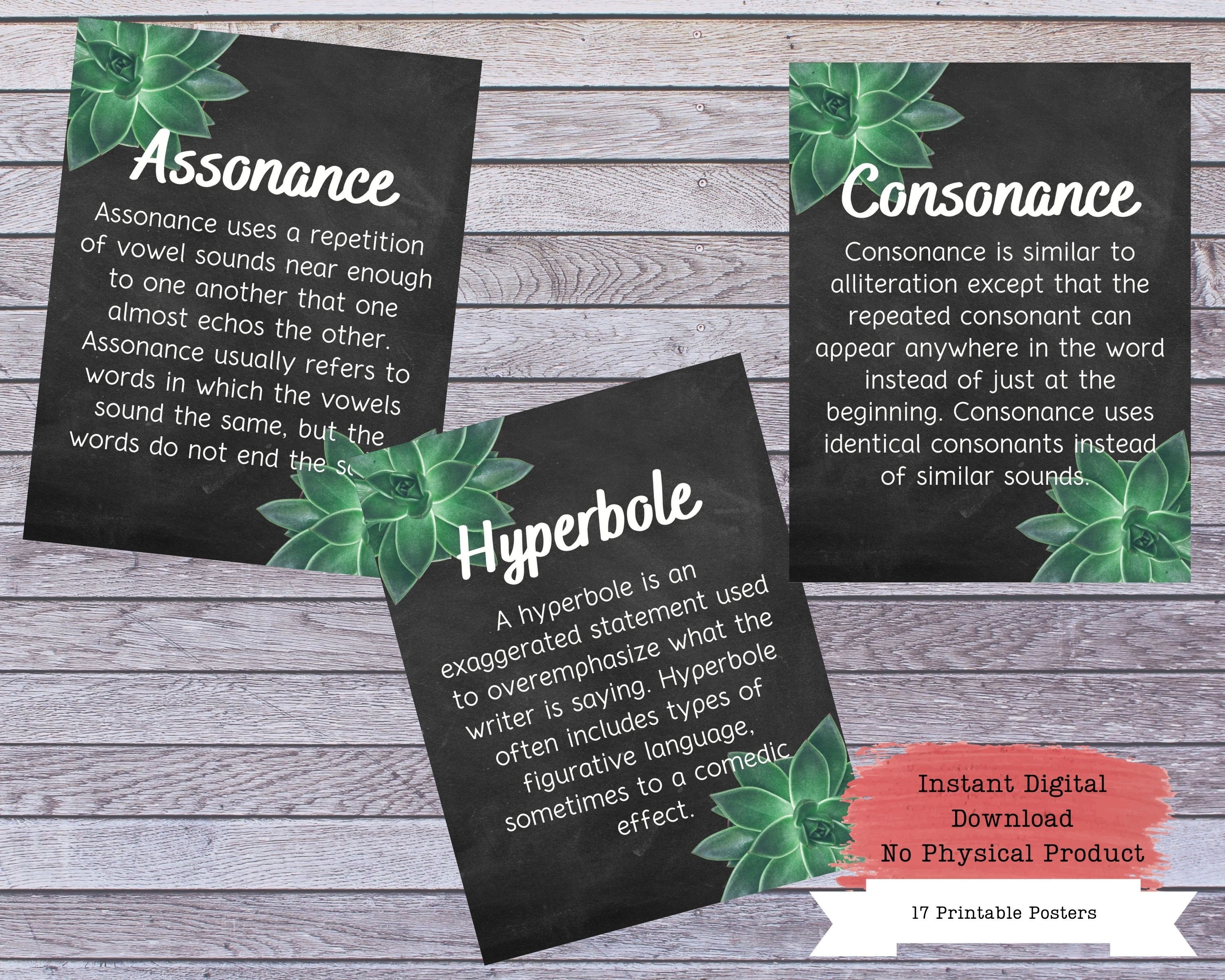 Poetry Printable Poster Set, Literary Devices, Literature Poster, High ...