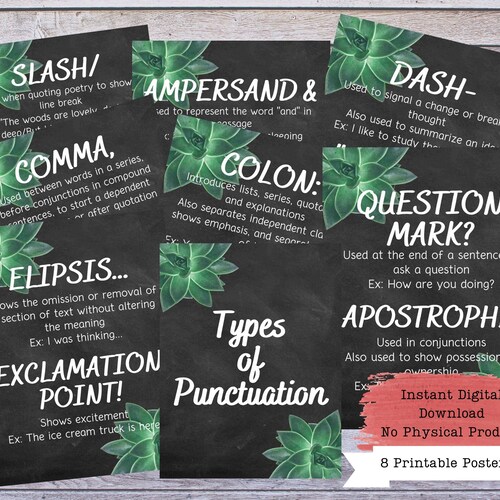 Printable ELA Poster Punctuation Poster English Teacher - Etsy