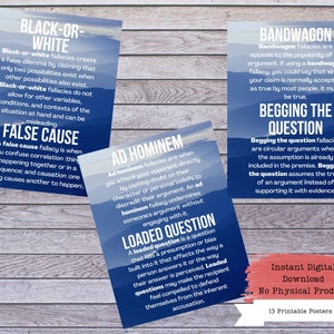 Logical Fallacies Printable Poster Set, Fallacies Posters, Debate Coach ...
