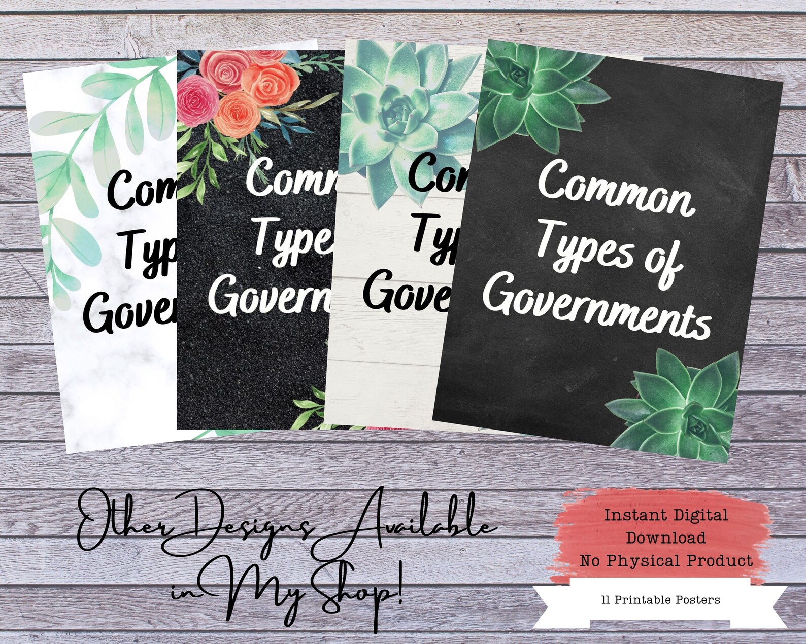 Types of Government Posters History Poster Social Studies | Etsy