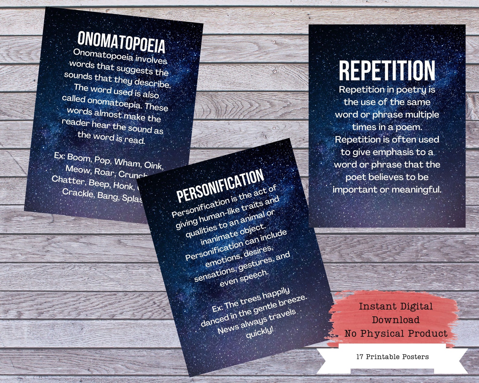 Poetry Printable Poster Set, Literary Devices, Literature Poster, High ...