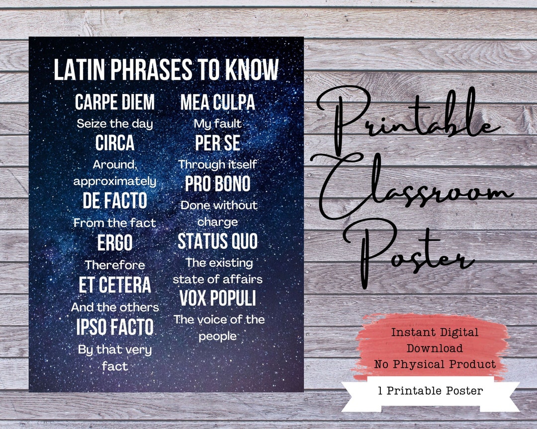 Latin Phrases, Latin Poster, Classroom Posters, Classroom Signs ...