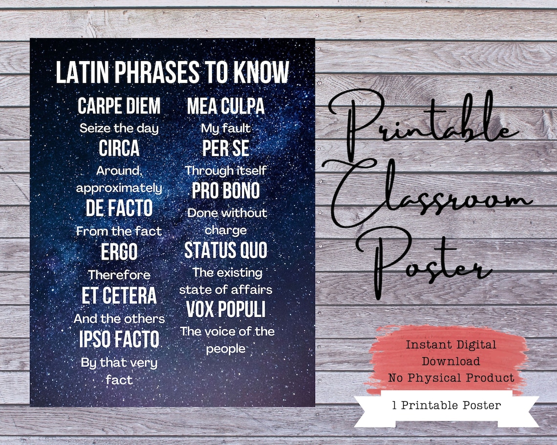 Latin Phrases Latin Poster Classroom Posters Classroom - Etsy