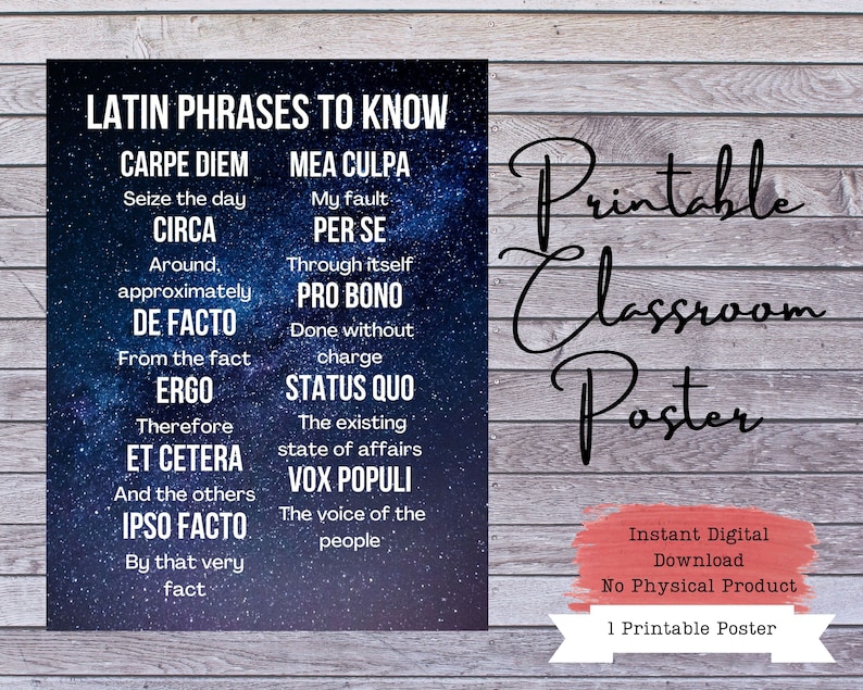 Latin Phrases Latin Poster Classroom Posters Classroom - Etsy